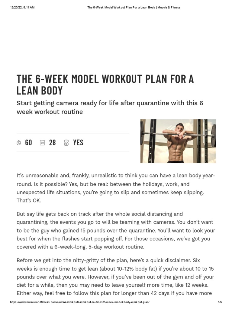 The 6-Week Model Workout Plan For A Lean Body - Muscle & Fitness | PDF ...