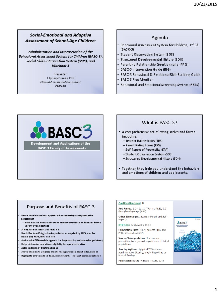 BASC-3 Assessment Overview and Use | PDF | Attention Deficit ...