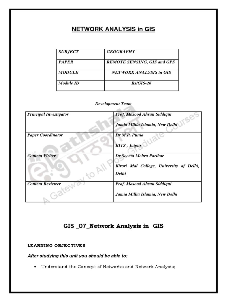 GIS - Network aNALYSIS | PDF