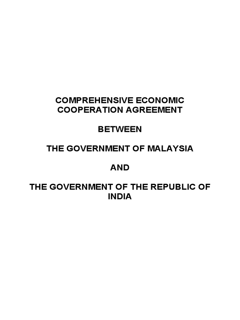 Malaysia-India Economic Cooperation Agreement | PDF | World Trade ...