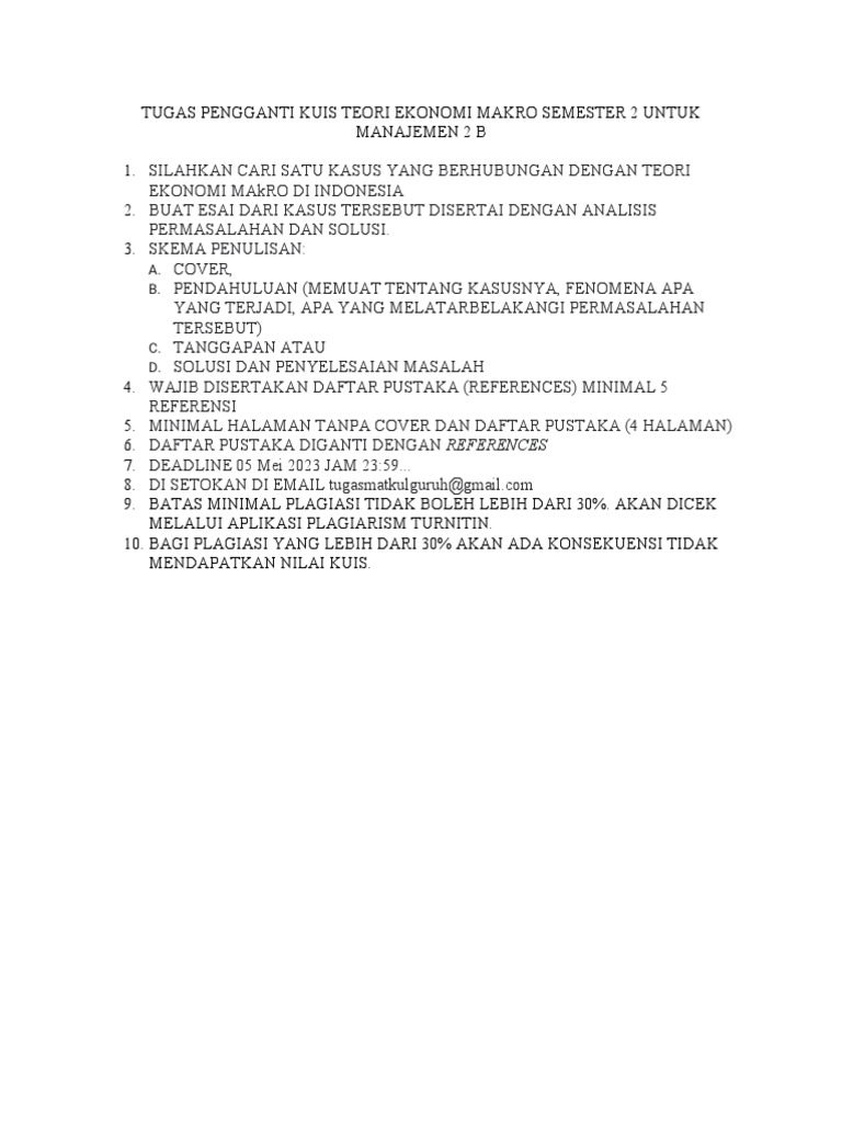 Tugas Essay Teori Ekonomi Makro Manajemen 2b | PDF