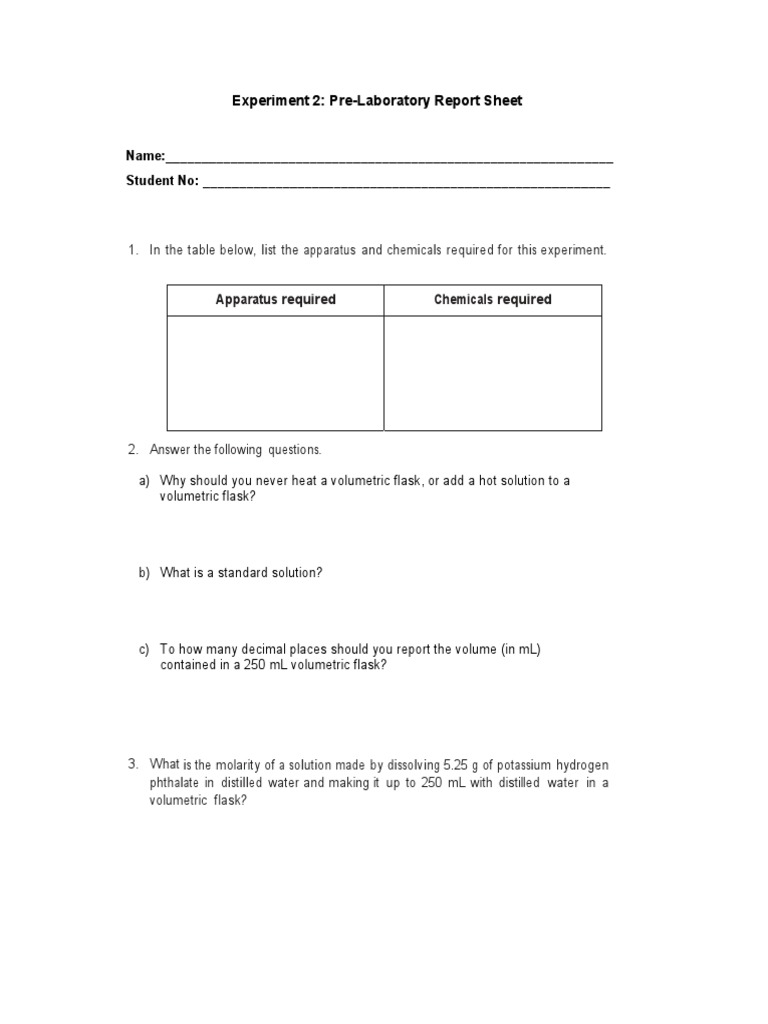 Experiment 2 Pre-Lab Report | PDF