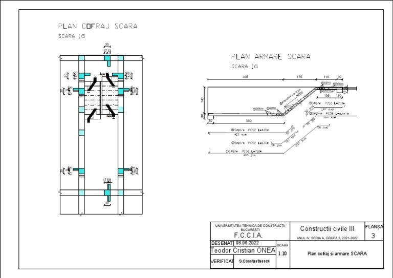 plan armare si cofraj scara PLANSA 3 | PDF