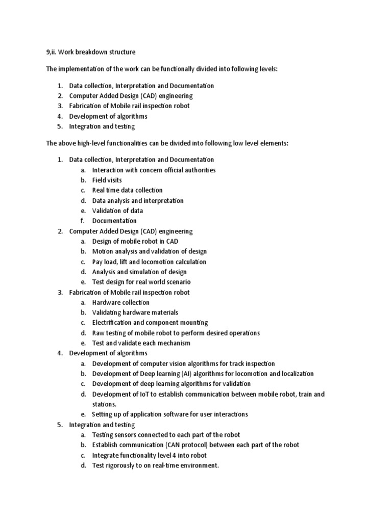 Work Breakdown Structure | PDF | Robot | Robotics