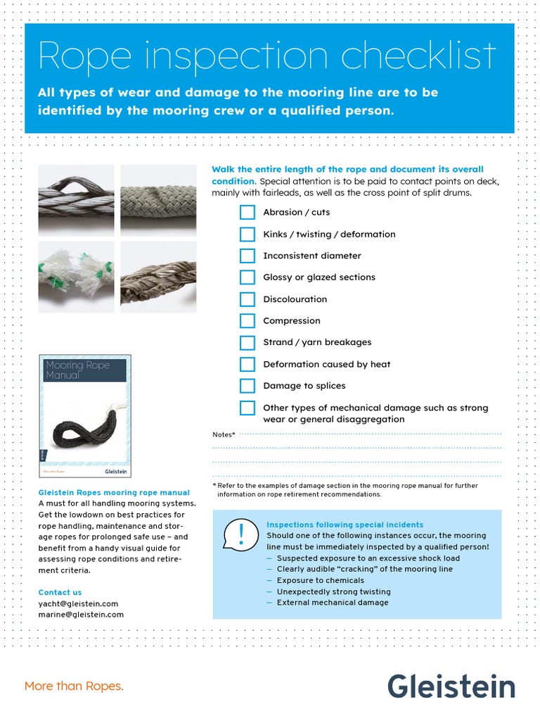 Rope Inspektion List Gleistein | PDF | Rope