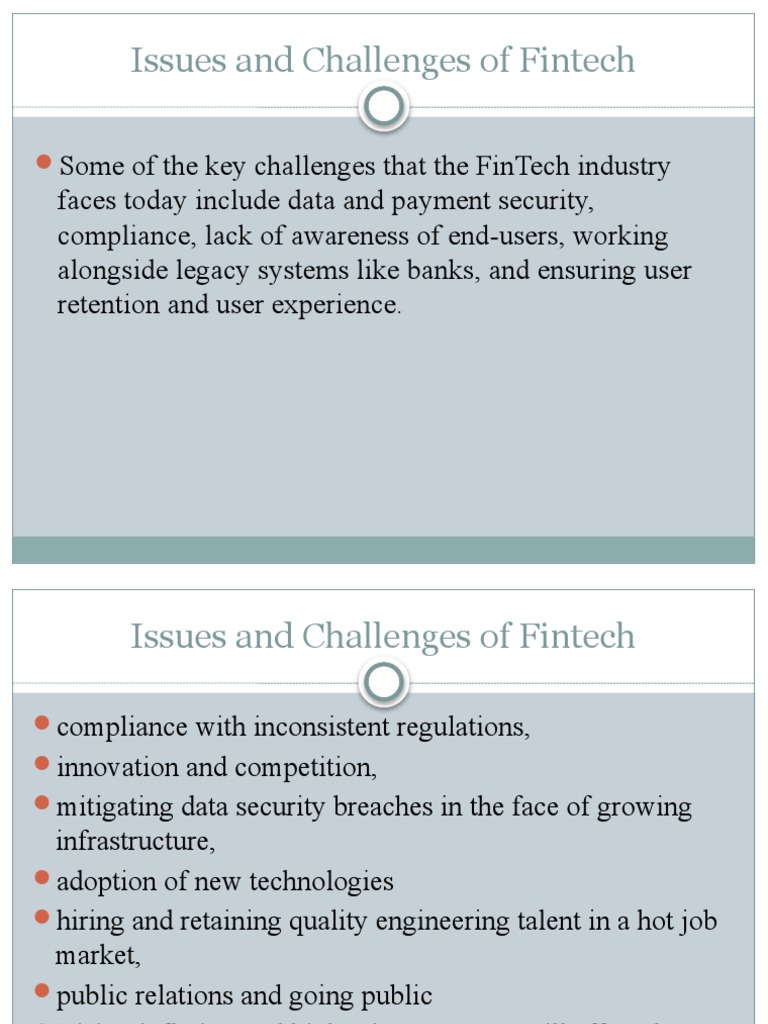 Issues and Challenges of Fintech | PDF | Small Business & Entrepreneurs ...