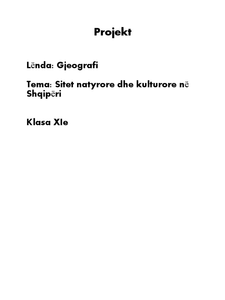 Projekt: L Nda: Gjeografi Tema: Sitet Natyrore Dhe Kulturore N Shqip Ri ...