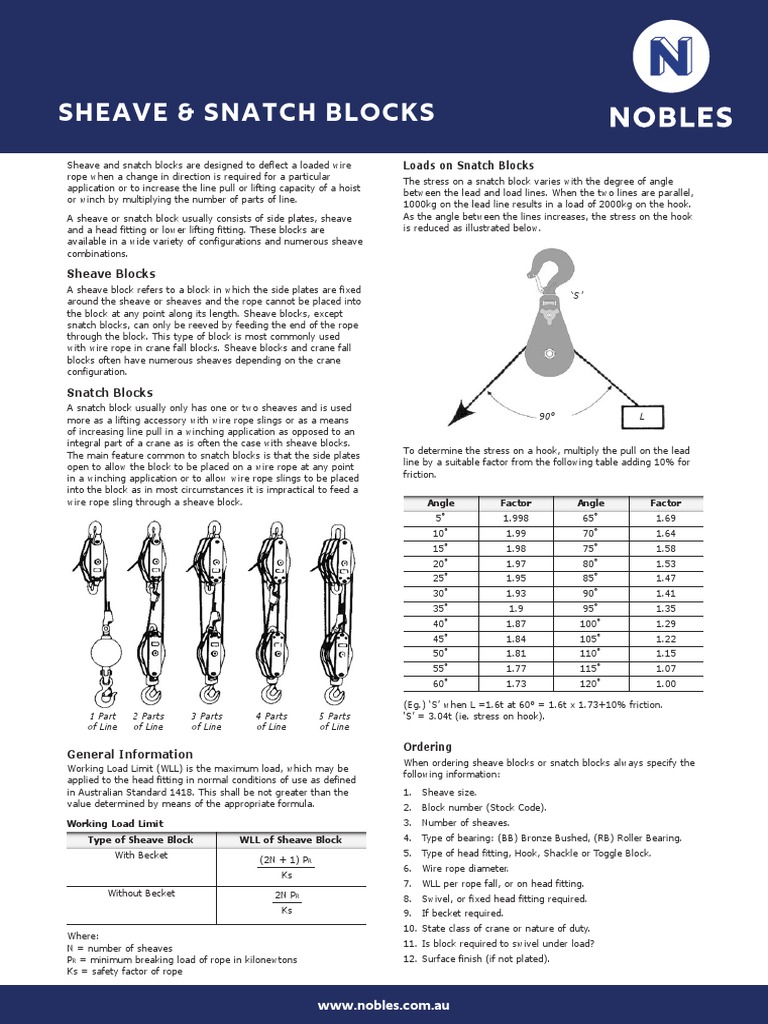 Sheave and Snatch Blocks | PDF