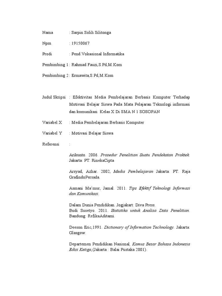 Pengajuan Judul Proposal-1 | PDF