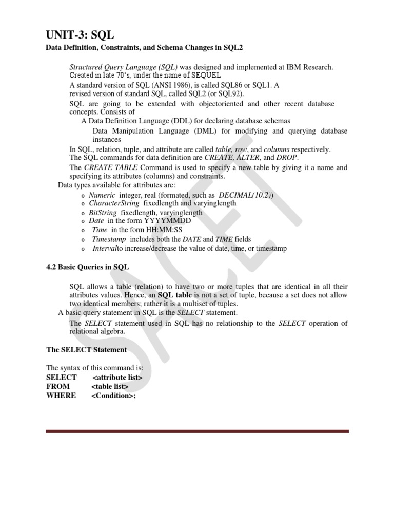 Unit 3 | PDF | Sql | Databases Unit 3 | PDF | Sql | Databases