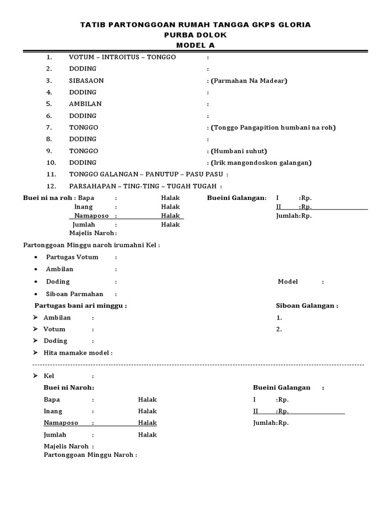 Tatib Partonggoan Model A | PDF