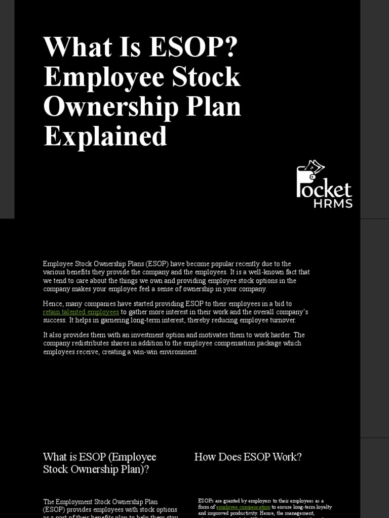 What Is ESOP Employee Stock Ownership Plan Explained | PDF