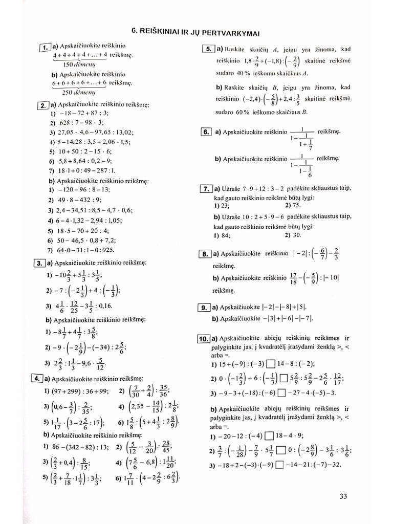 8 KL Reiskiniai Ir Ju Pertvarkymas | PDF
