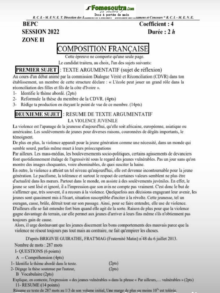 Composition Francaise Zone2 | PDF