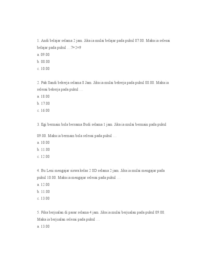 Soal Cerita Jam | PDF