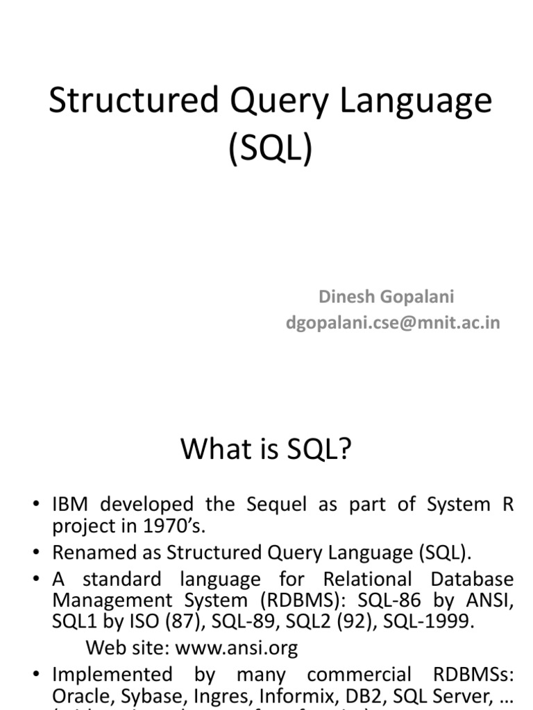 SQL - Introduction | PDF