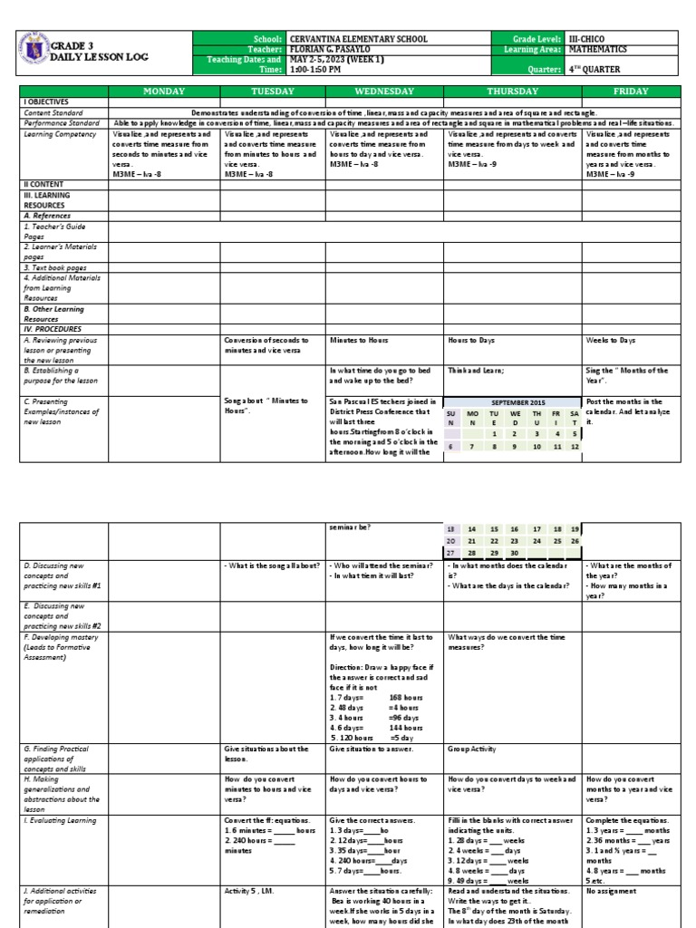 DLL - Mathematics 3 - Q4 - W1 | PDF