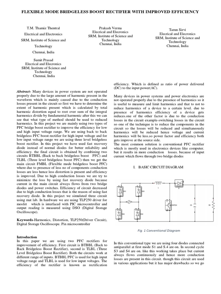 Bridgeless Boost Rectifier With More Efficiency | PDF | Rectifier | Diode
