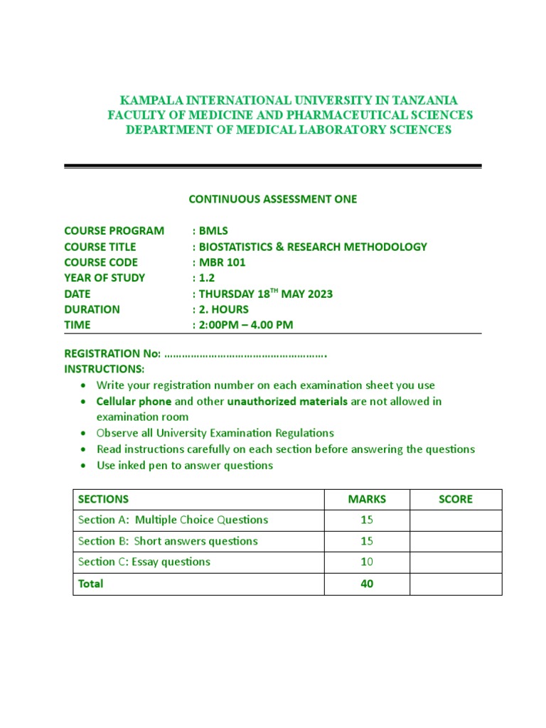 Kampala International University in Tanzania Faculty of Medicine and Pharmaceutical Sciences ...