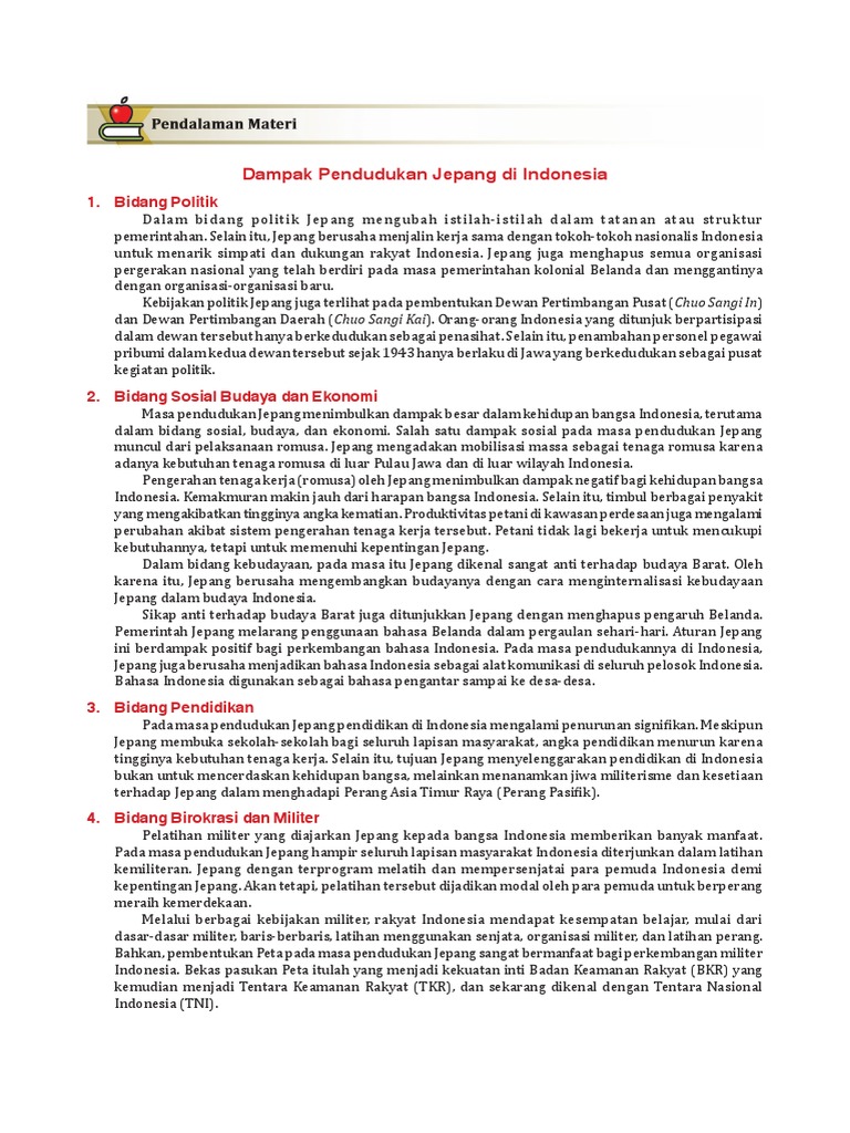 Pendampr21 Sejin Xib 05 Bab 1 Dampak Pendudukan Jepang Di Indonesia | PDF