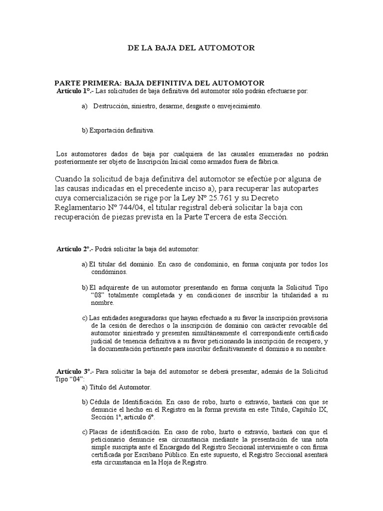De La Baja Del Automotor Baja Motor y Alta Motor | PDF | Condominio ...