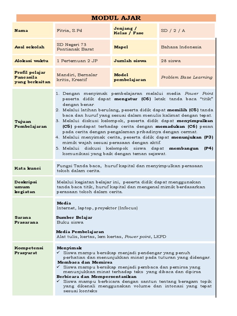 Modul Ajar | PDF | Karier & Perkembangan | Seni & Disiplin Bahasa