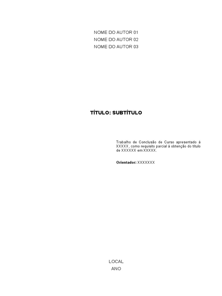 Folha De Rosto Para Tcc Veja Como Formatar Conforme A Abnt My Xxx ...