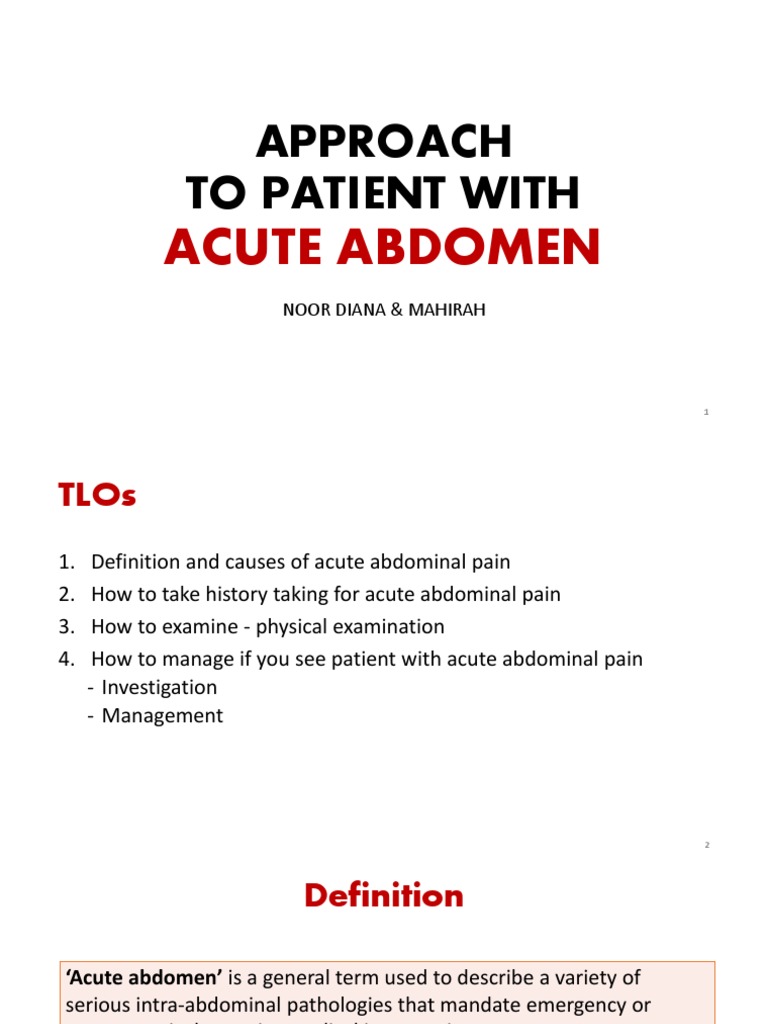 Approach To Patient With Acute Abdomen | PDF