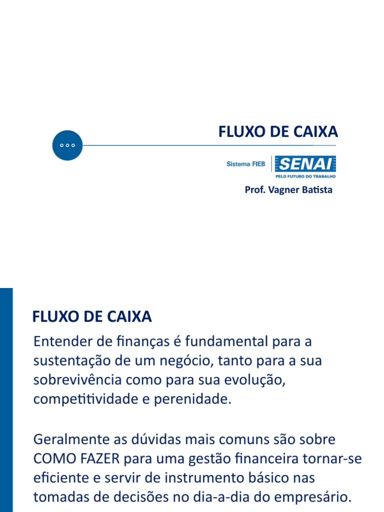 Aula Fluxo de Caixa | PDF | Fluxo de caixa | Dinheiro