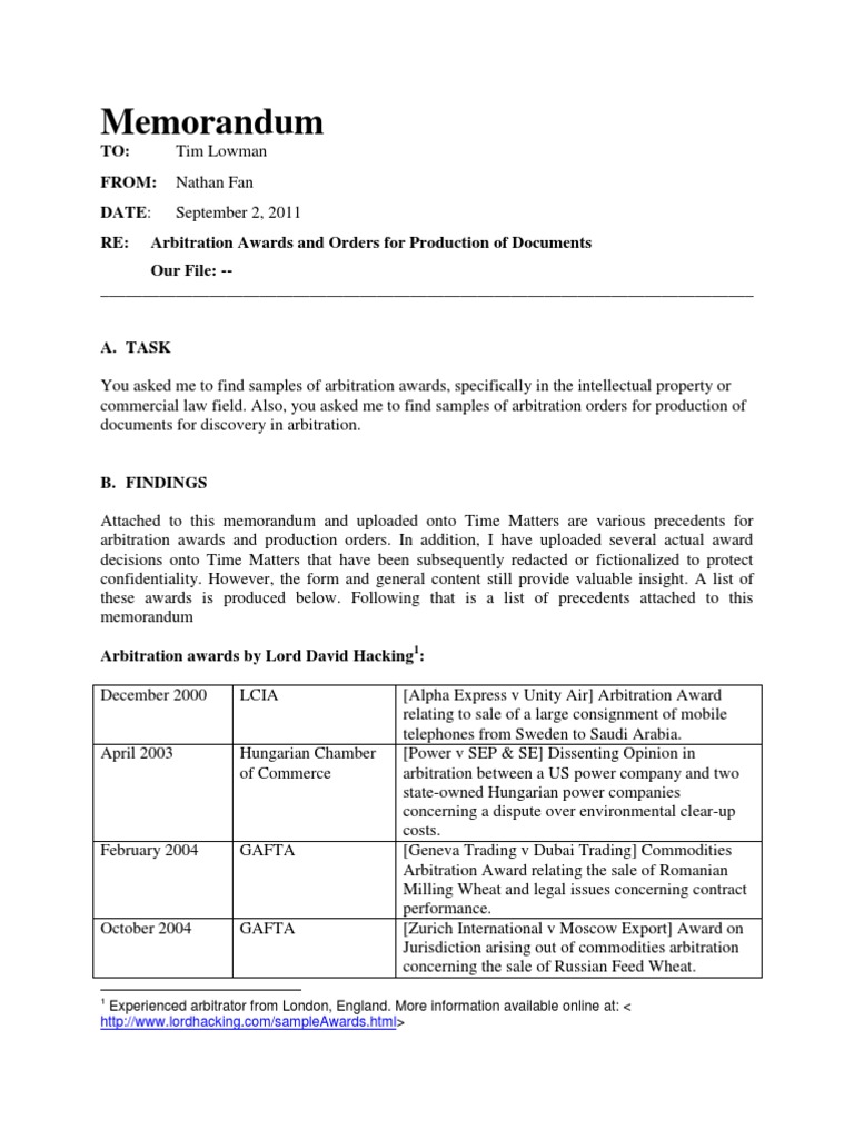 Arbitration Awards List | PDF | Arbitration | Private Law