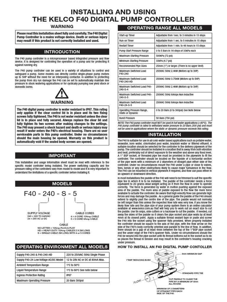 Kelco F40 Install Manual | PDF | Switch | Fuse (Electrical)