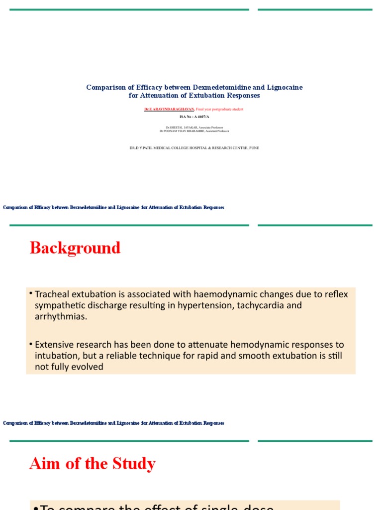 Dexmet Vs Lignocaine | PDF | Anesthesia | Heart