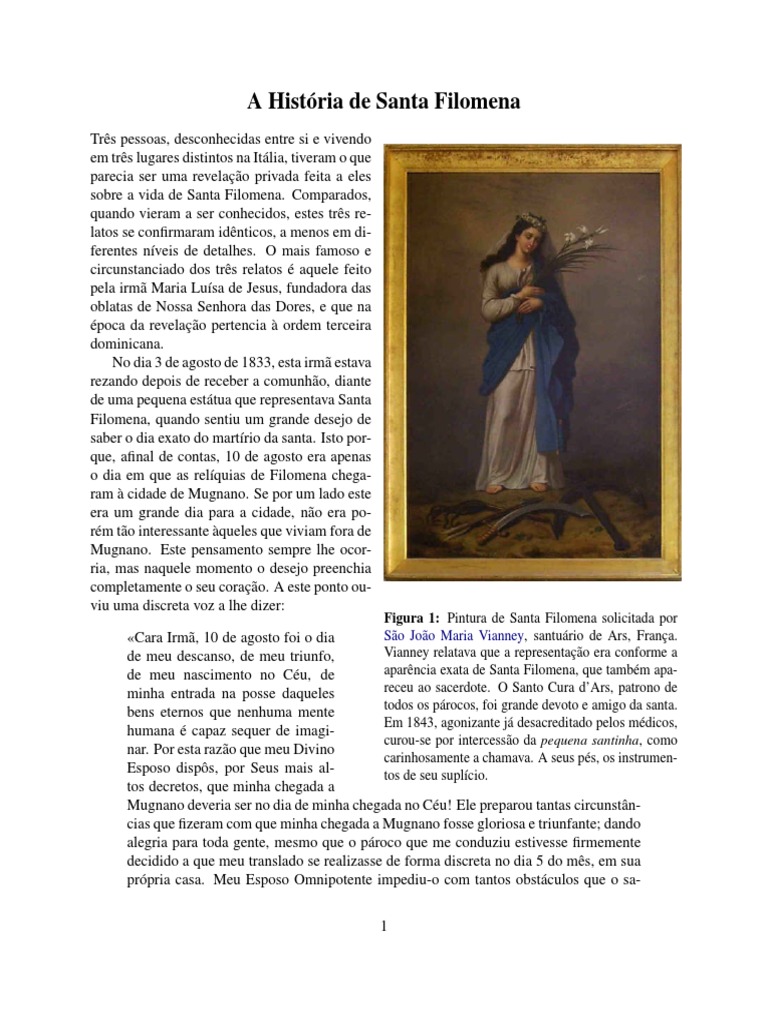 A História de Santa Filomena | PDF