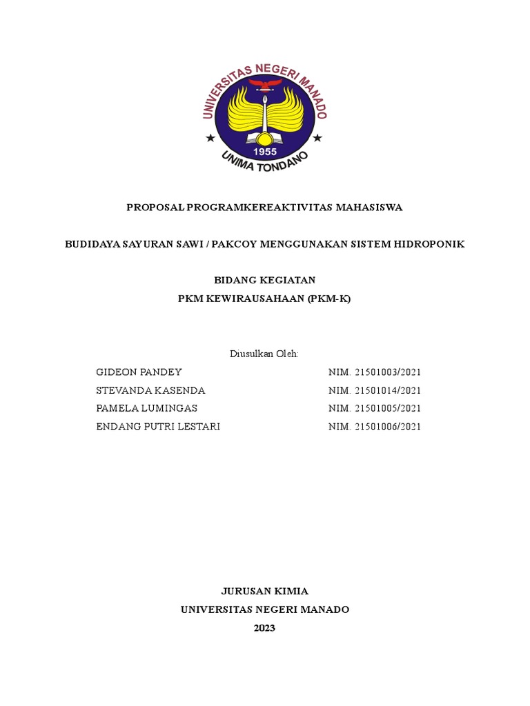 Proposal PKM - K Kelompok Pakcoy | PDF