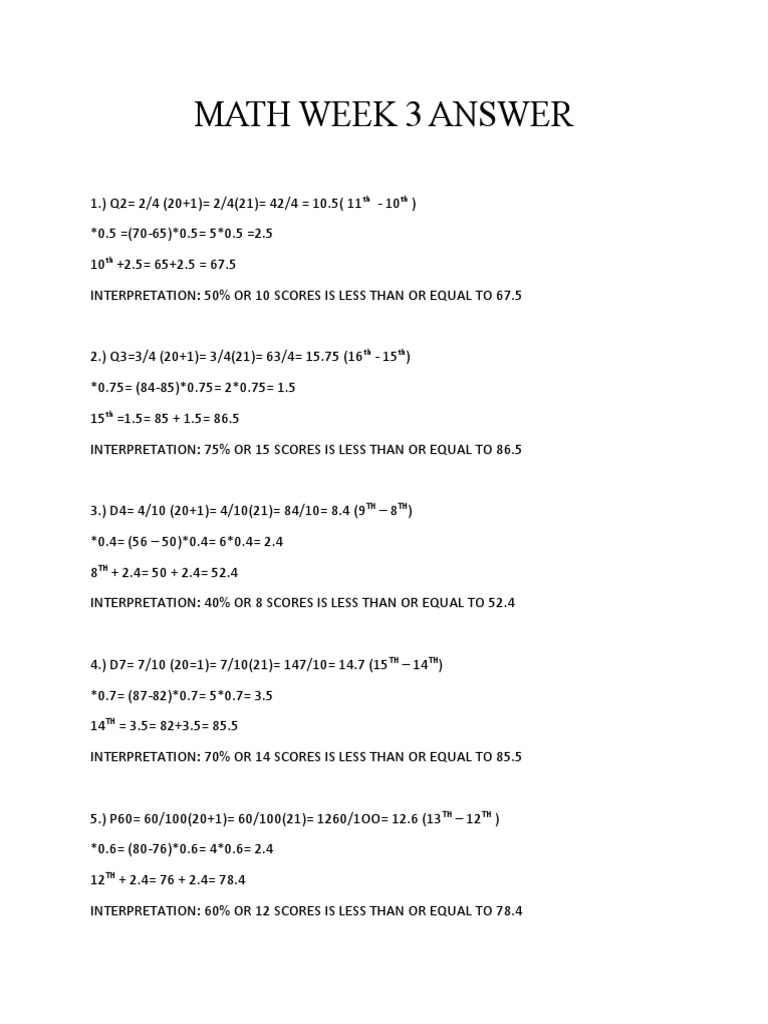 Math Week 3 Score Interpretations | PDF