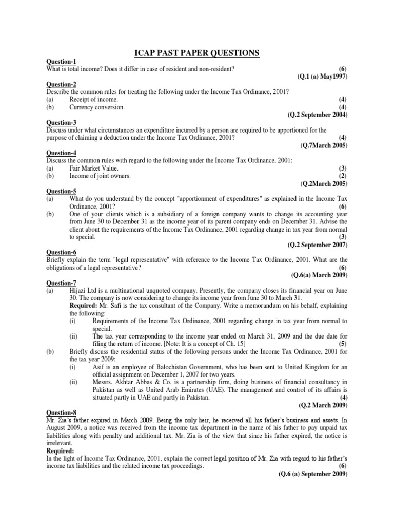Chapter 4 Past Papers | Download Free PDF | Taxes | Tax Credit