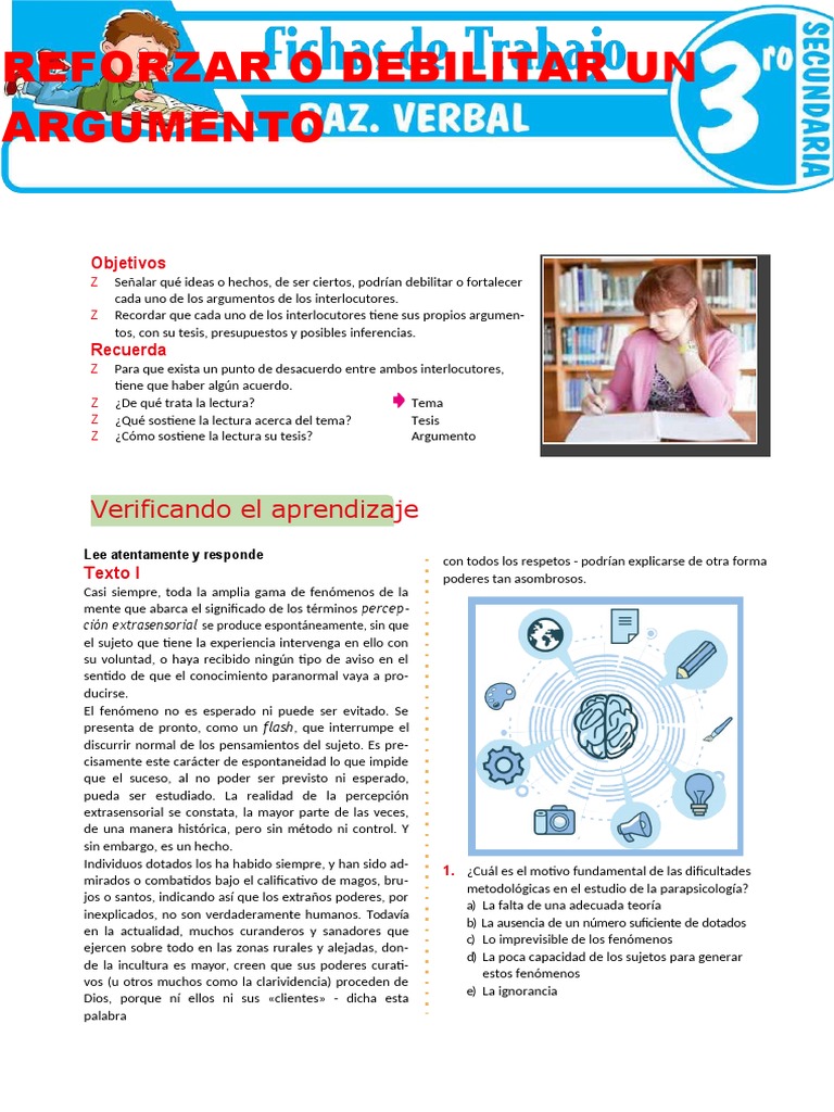Reforzar o Debilitar Un Argumento para Tercer Grado de Secundaria | PDF