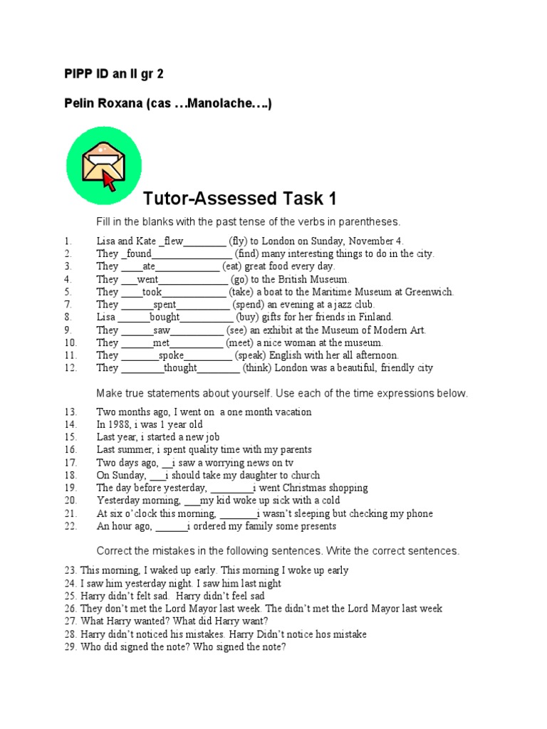 English Homework-Pelin Roxana PIPP ID An 2 GR 2 | PDF | Linguistics