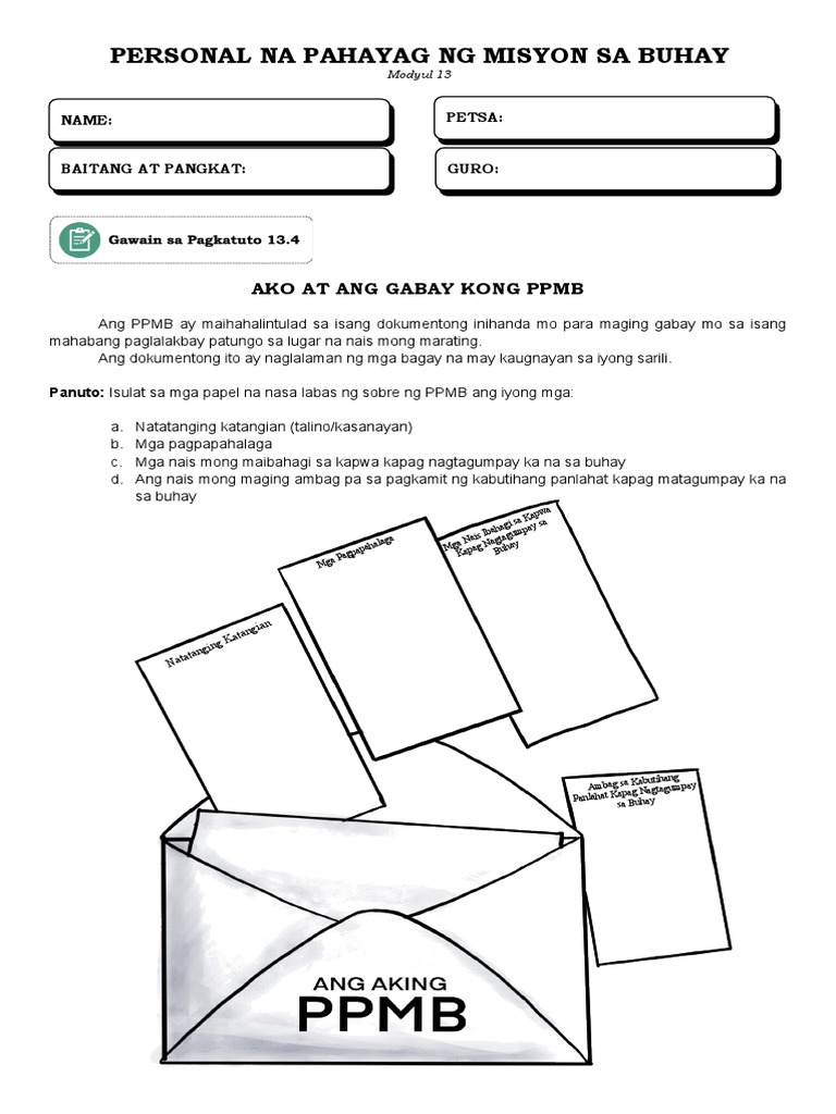 Gawain Sa Pagkatuto 13.4 Ako at Ang Gabay Kong PPMB | PDF