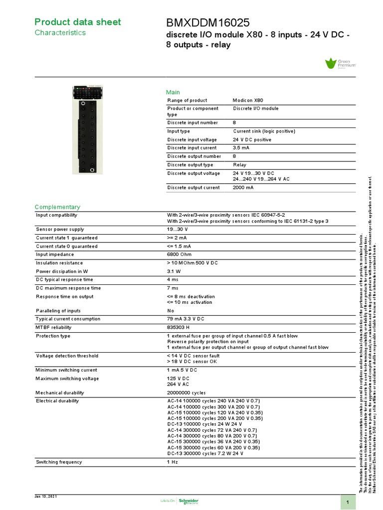 Modicon X80 BMXDDM16025 Document | PDF | Programmable Logic Controller | Alternating Current