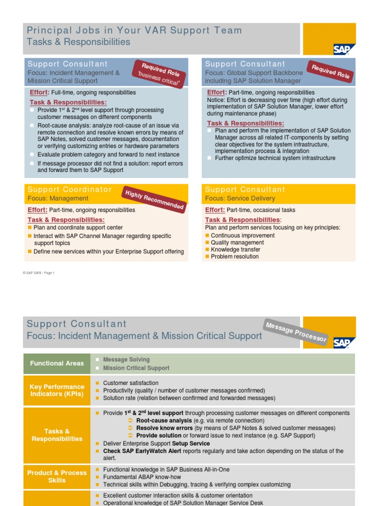 Principal Jobs in Your VAR Support Team Tasks & Responsibilities | PDF ...