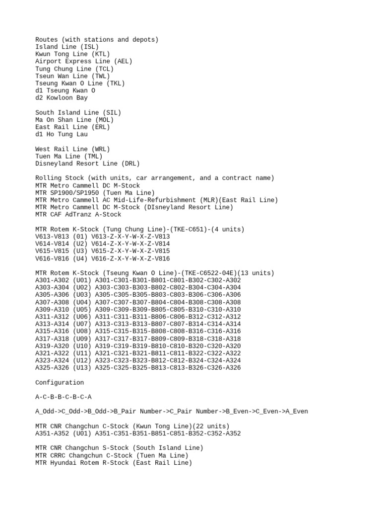 Hong Kong MTR Stations and Lines List | PDF