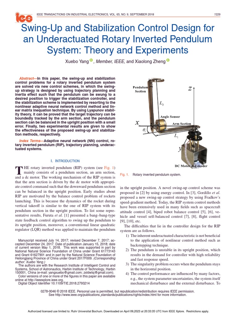Control Design for Rotary Inverted Pendulum | PDF | Electric Motor ...