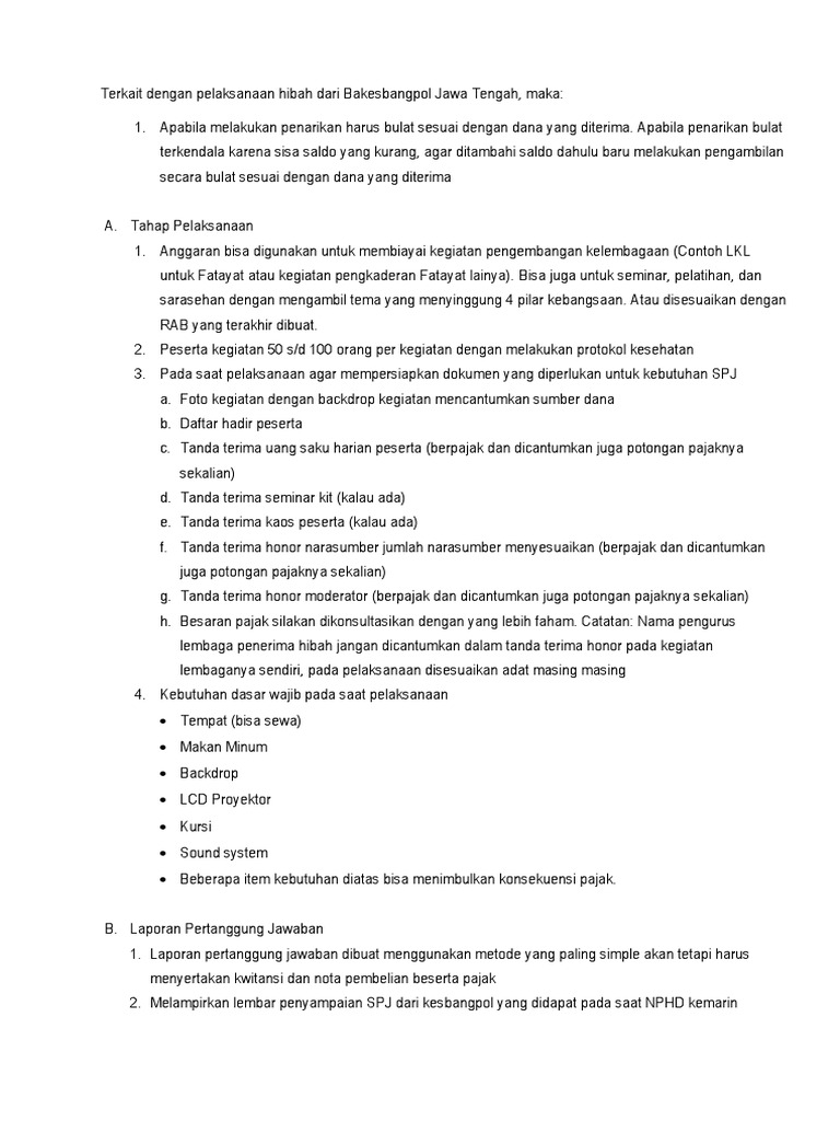 Contoh SPJ dan LPJ Hibah Kegiatan | PDF