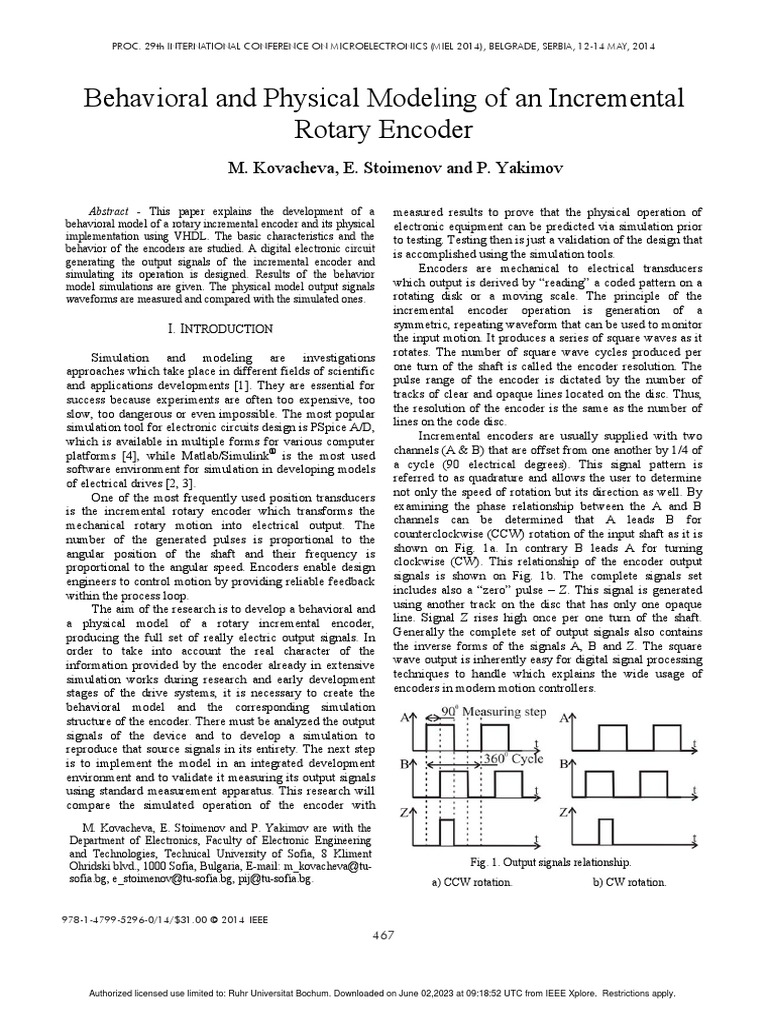 Behavioral And Physical Modeling Of An Incremental Rotary Encoder Pdf Logic Gate