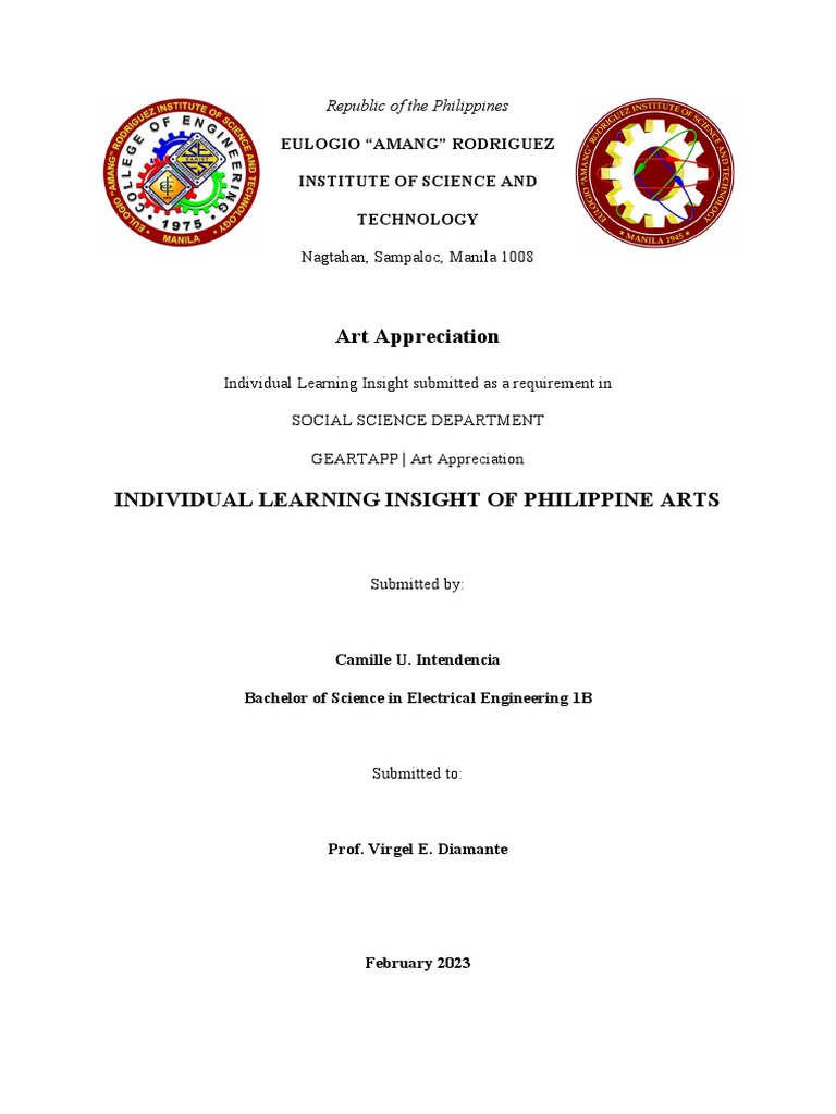 Individual Learning Insight of Philippine Arts | PDF | Philippines
