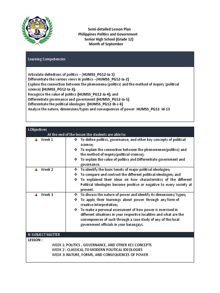 Lesson Plan PPG | PDF | Power (Social And Political) | Science
