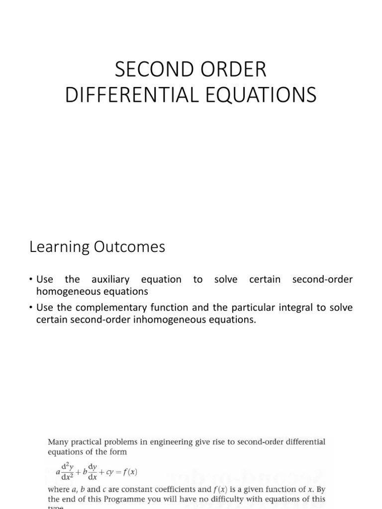 Second Order Differential Equations - PDF | PDF