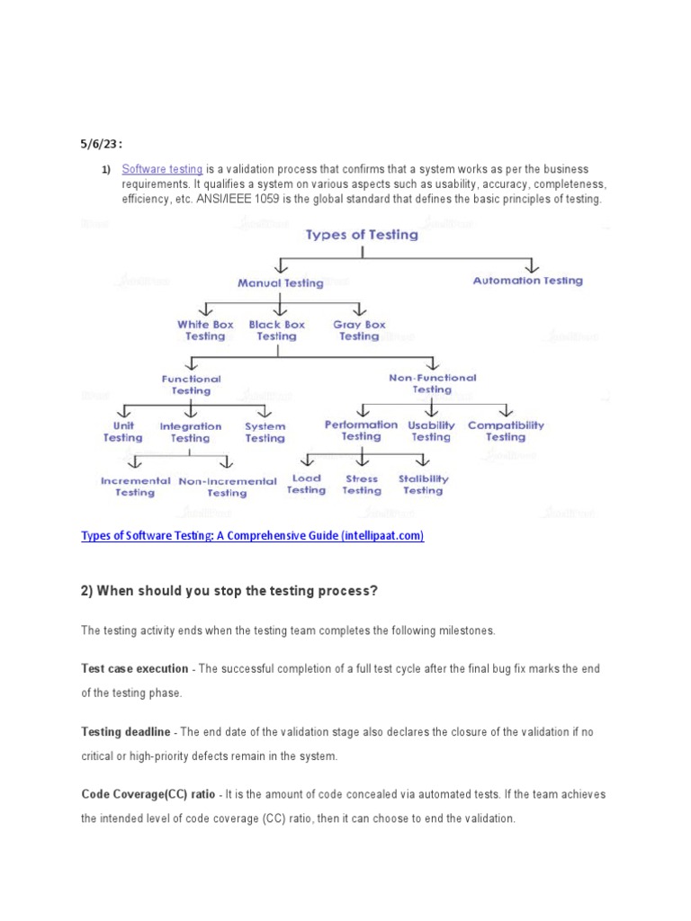 Testing Int Questions Pdf Software Testing Selenium Software