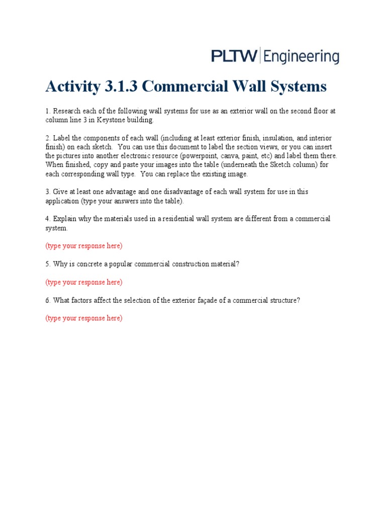 3.1.3 Commercial Wall Systems (Student Handout) - 1 | PDF